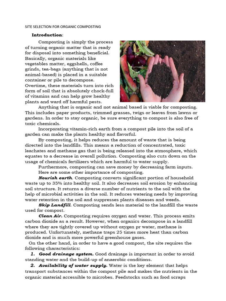 Site Selection For Organic Composting | PDF | Compost | Soil
