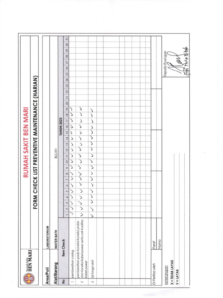 Checklist Laboratorium | PDF