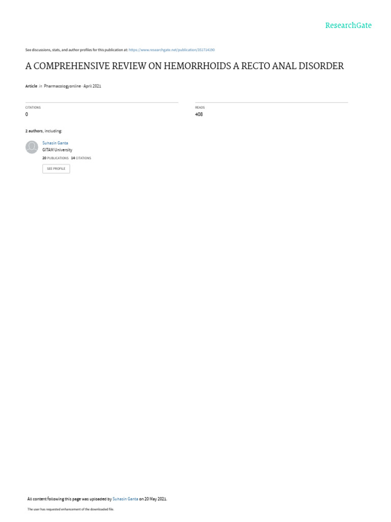 PhOL 2021 1 A034 Nallajerla | PDF | Hemorrhoid | Rectum