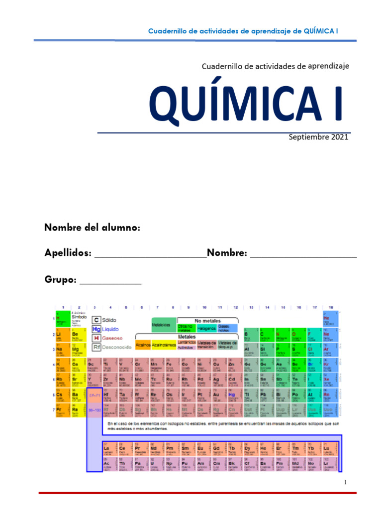 Cuadernillo Química Bloques 1 Al 4 Descargar Gratis Pdf Química