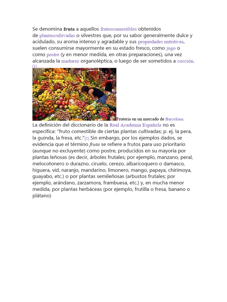 Frutas: Definición y Ejemplos Comunes | PDF