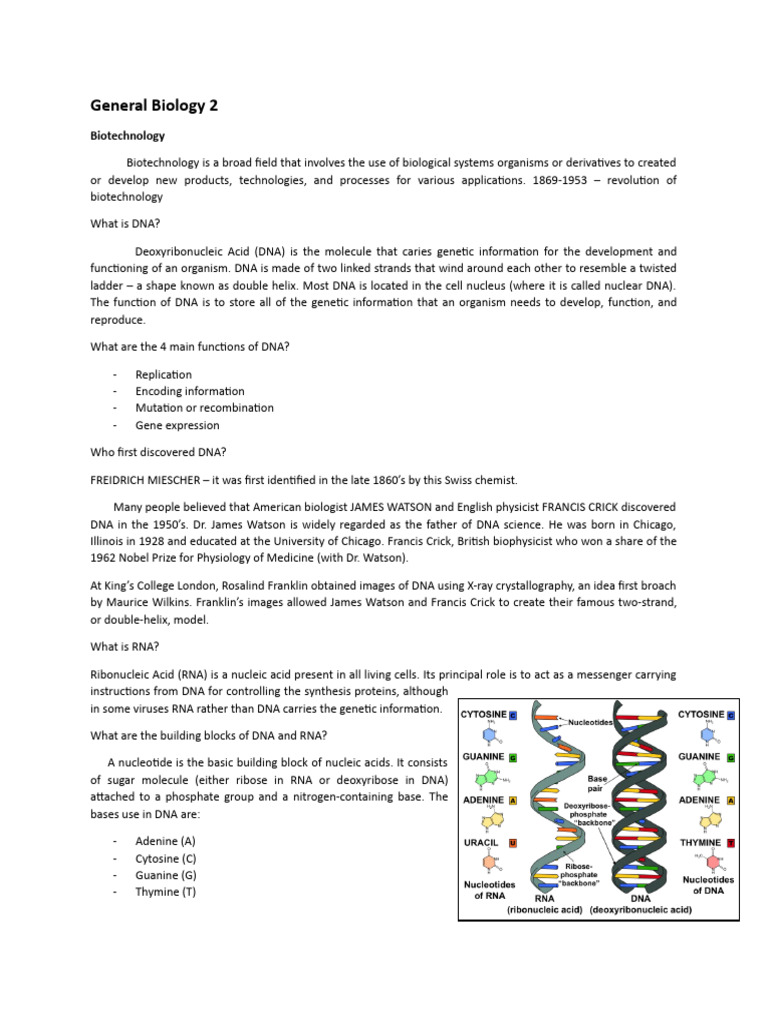 General Biology 2 | PDF | Dna | Nucleic Acid Sequence