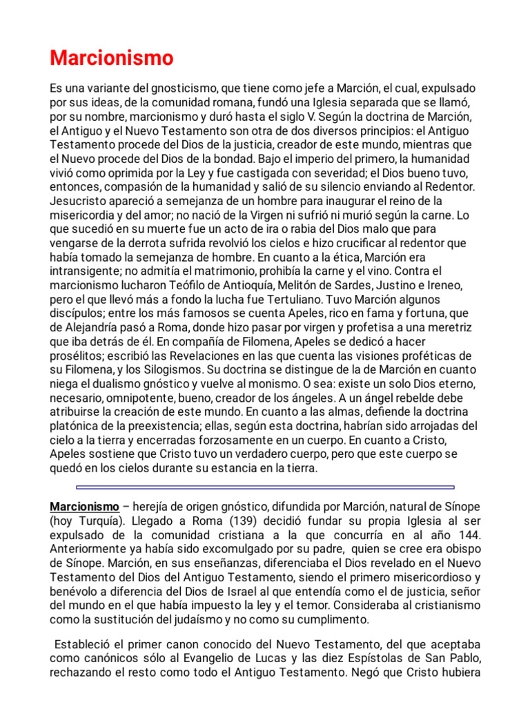 Marcionismo | PDF | Cristianismo primitivo | Religiones abrahámicas