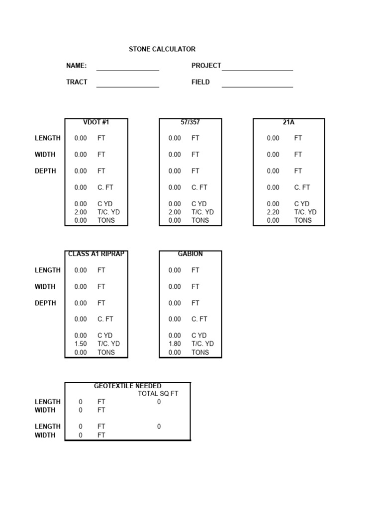 Gabion Stone Calculation Tool | PDF