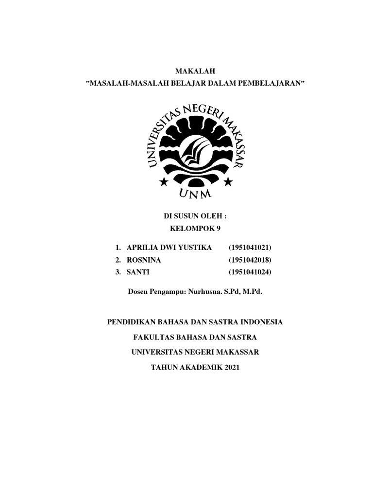 Makalah Masalah-Masalah Belajar Dalam Pembelajaran | PDF