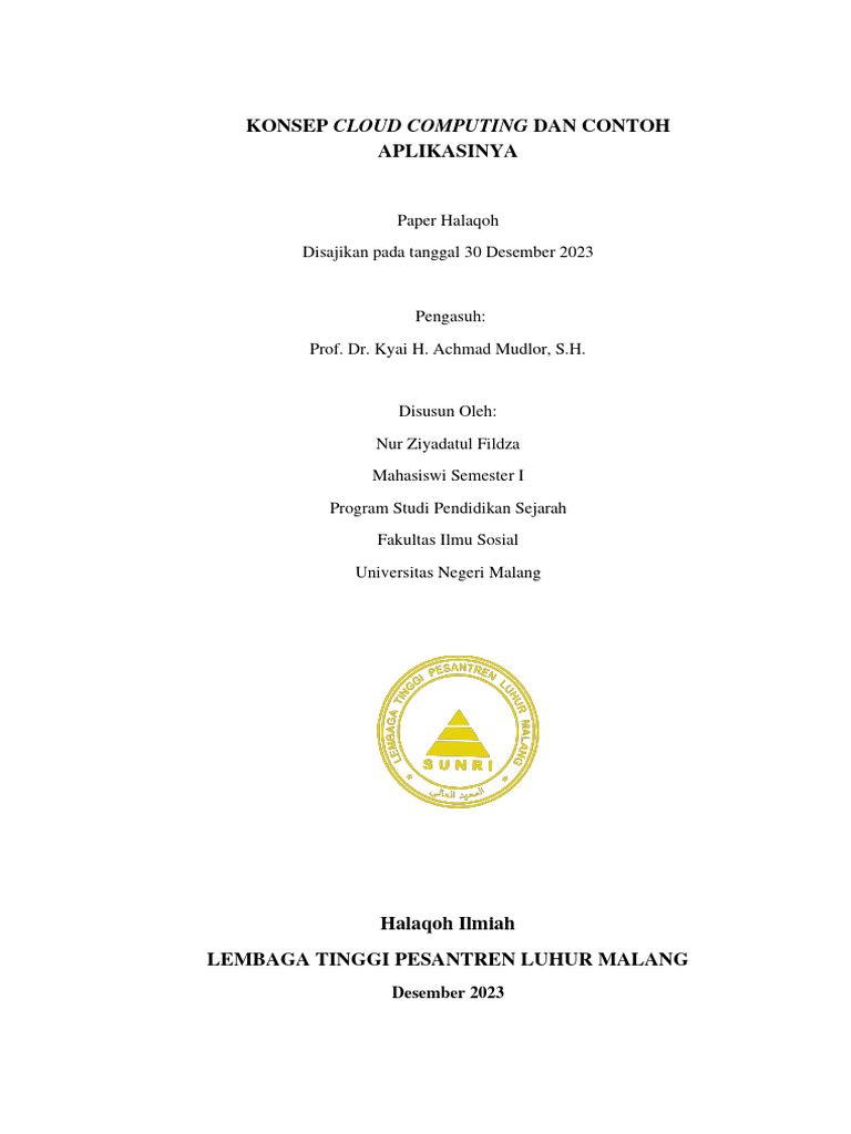 Teknologi Konsep Cloud Computing Dan Contoh Aplikasinya Ziyah Pdf
