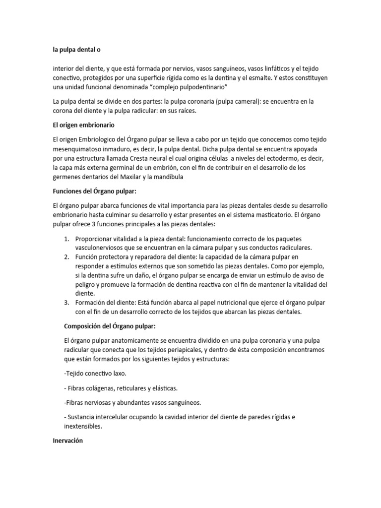 La Pulpa Dental | PDF