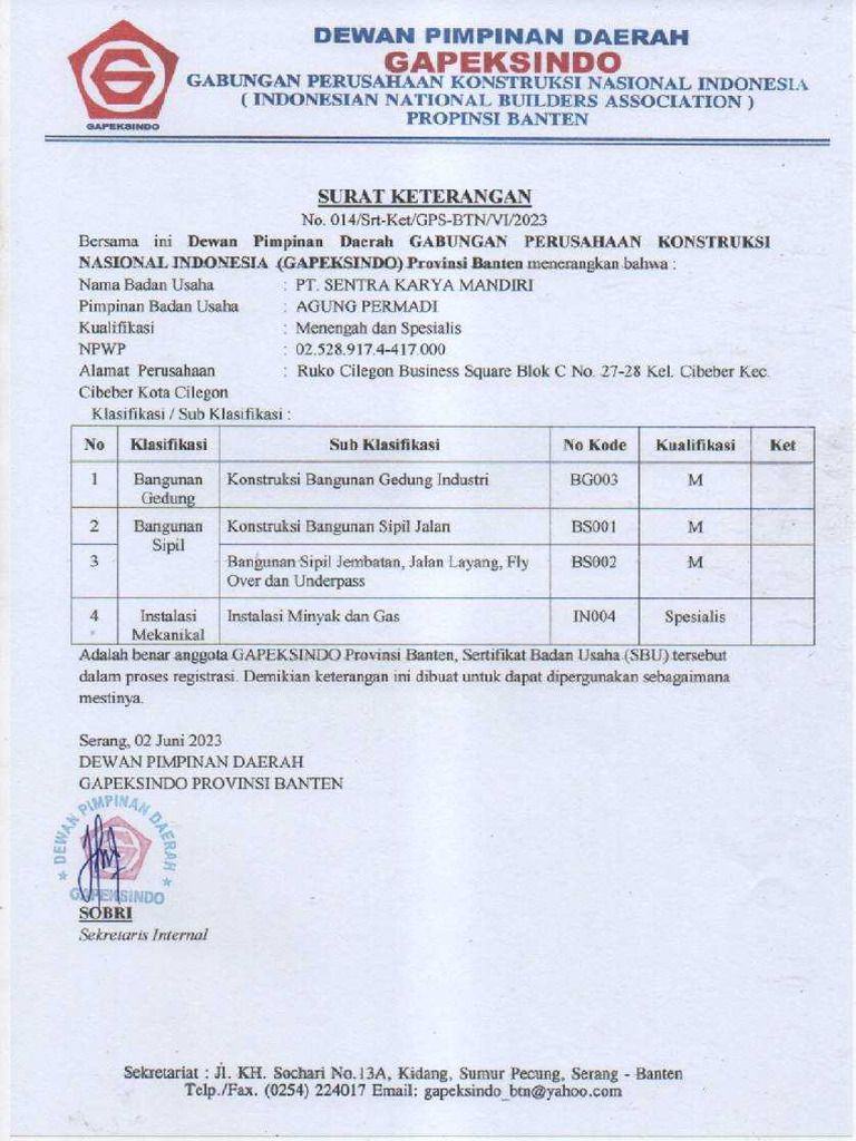 Surat Ketangan Perpanjang Sbujk | PDF
