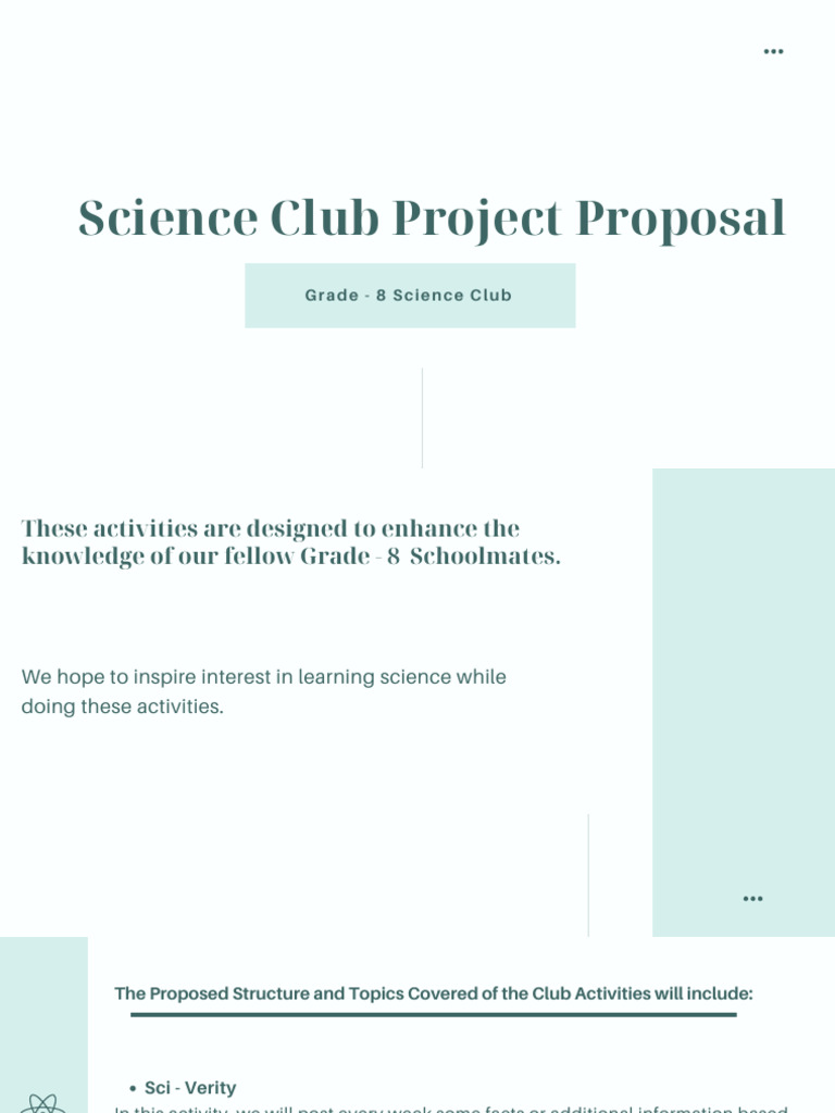 Science Club Project Proposal | PDF