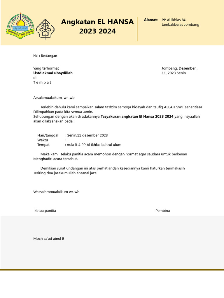 Angkatan 2023 EL HANSA | PDF