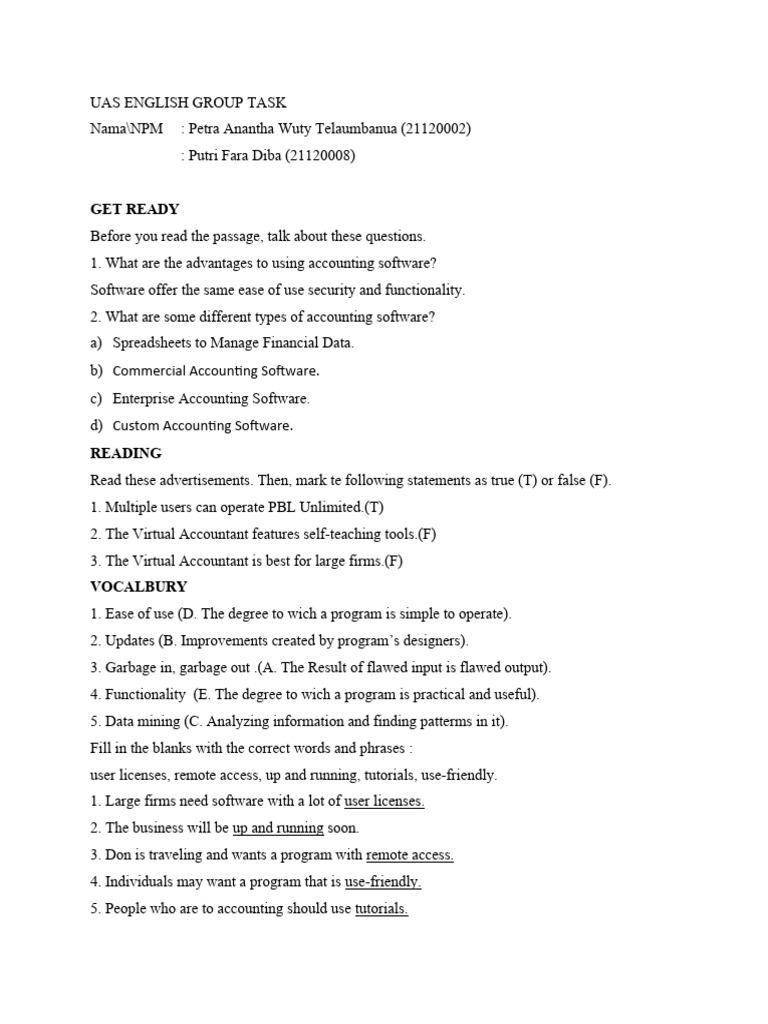 UTS ENGLISH GROUP TASK | PDF | Usability | Software