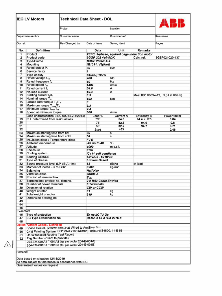 Motor Data Sheet | PDF | Electric Motor | Electrical Engineering