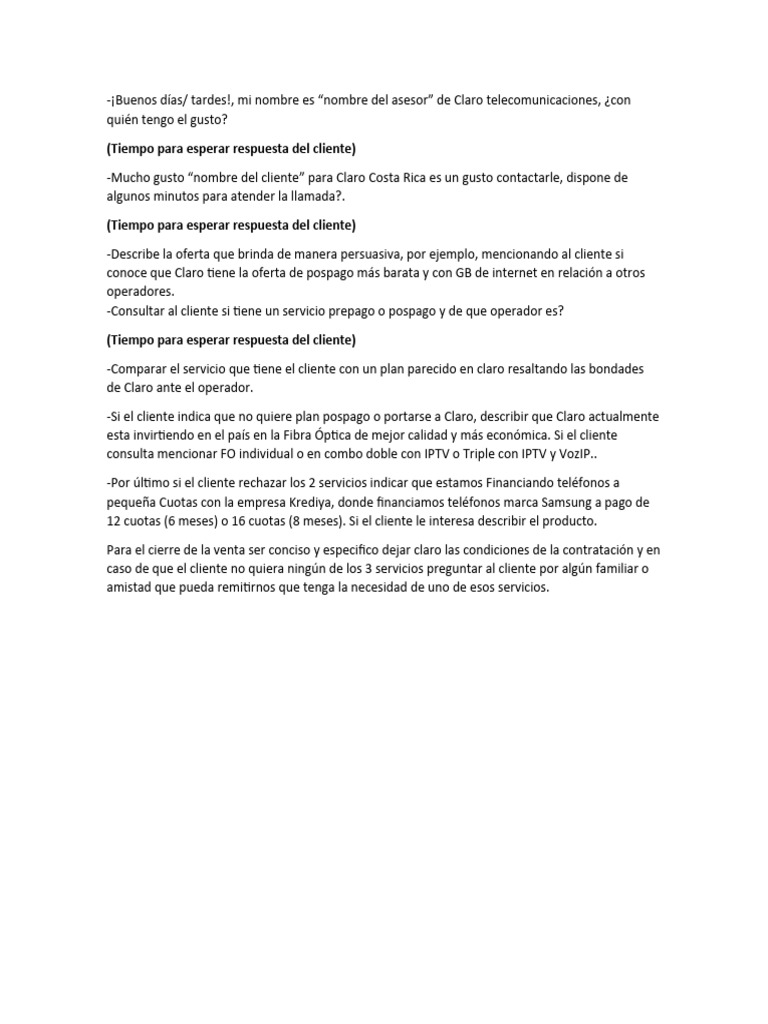 Script de Ventas | PDF
