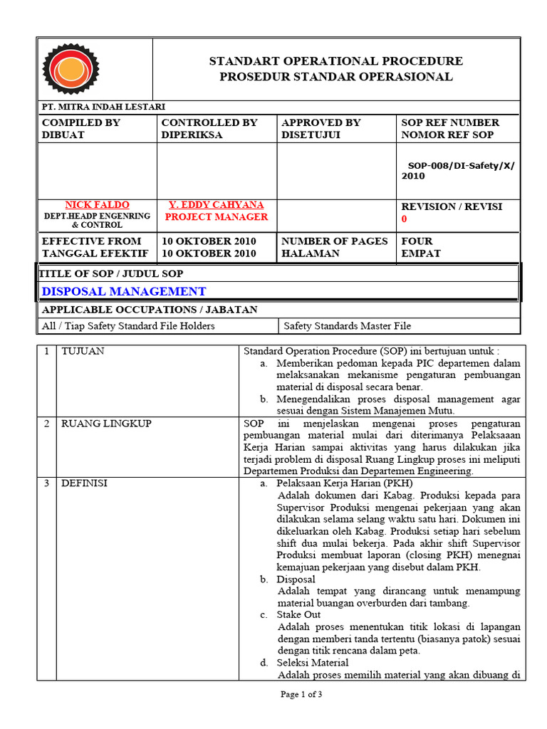 8.SOP Disposal Management-MIL | PDF