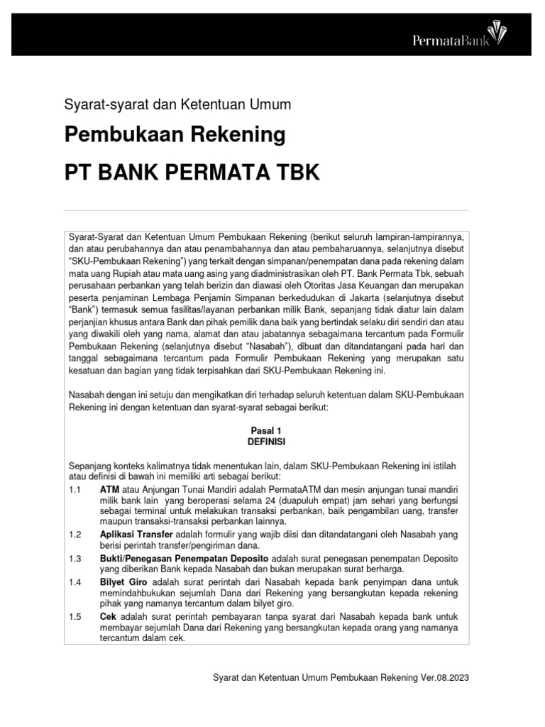 Syarat Dan Ketentuan Umum Pembukaan Rekening Ver.08.2023 - 17 | PDF