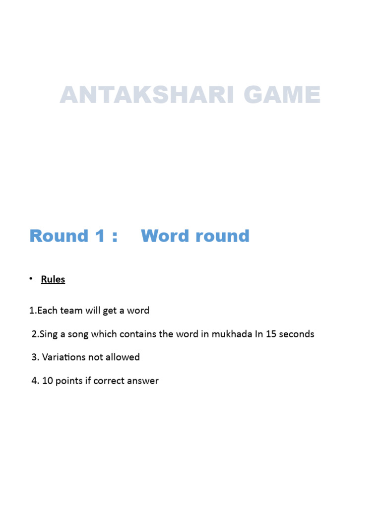 Antakshari Game Rounds and Rules | PDF