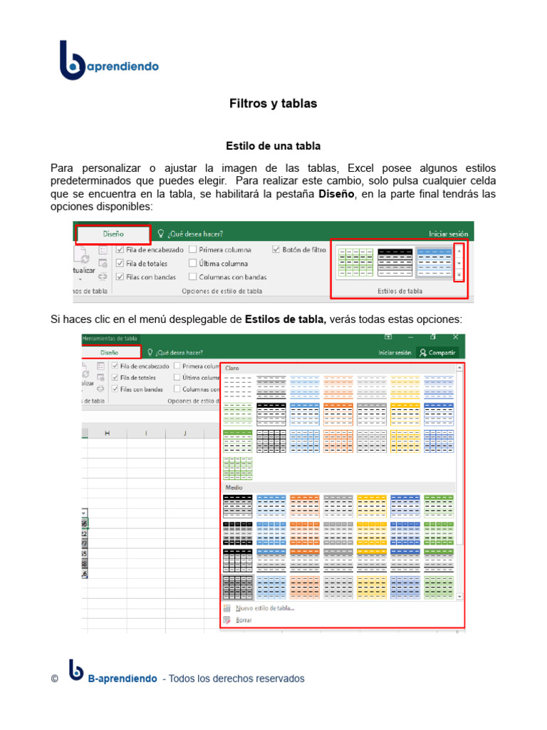 Excel Básico comercial-M3-R6-Estilo de Tabla | PDF
