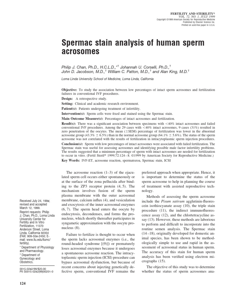 Spermac Stain Analysis of Human Sperm | PDF | In Vitro Fertilisation | Infertility