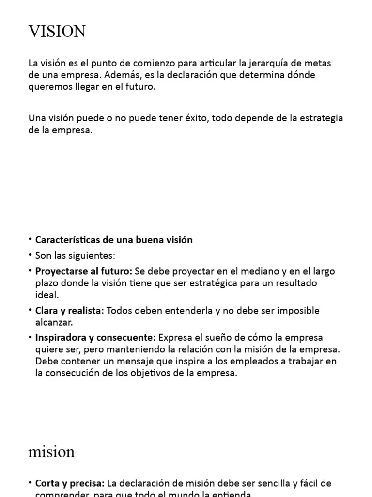 Notas de Vision Mision | PDF