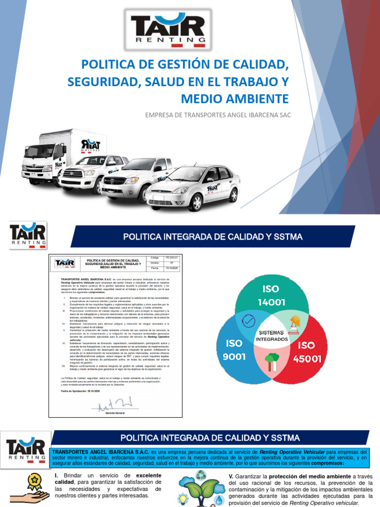 Política de Calidad y Seguridad TAIR | PDF | Calidad (comercial) | Business