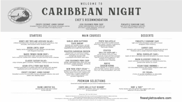 Caribbean+Night+Menu+ +Royal+Caribbean+Main+Dining+Room | PDF