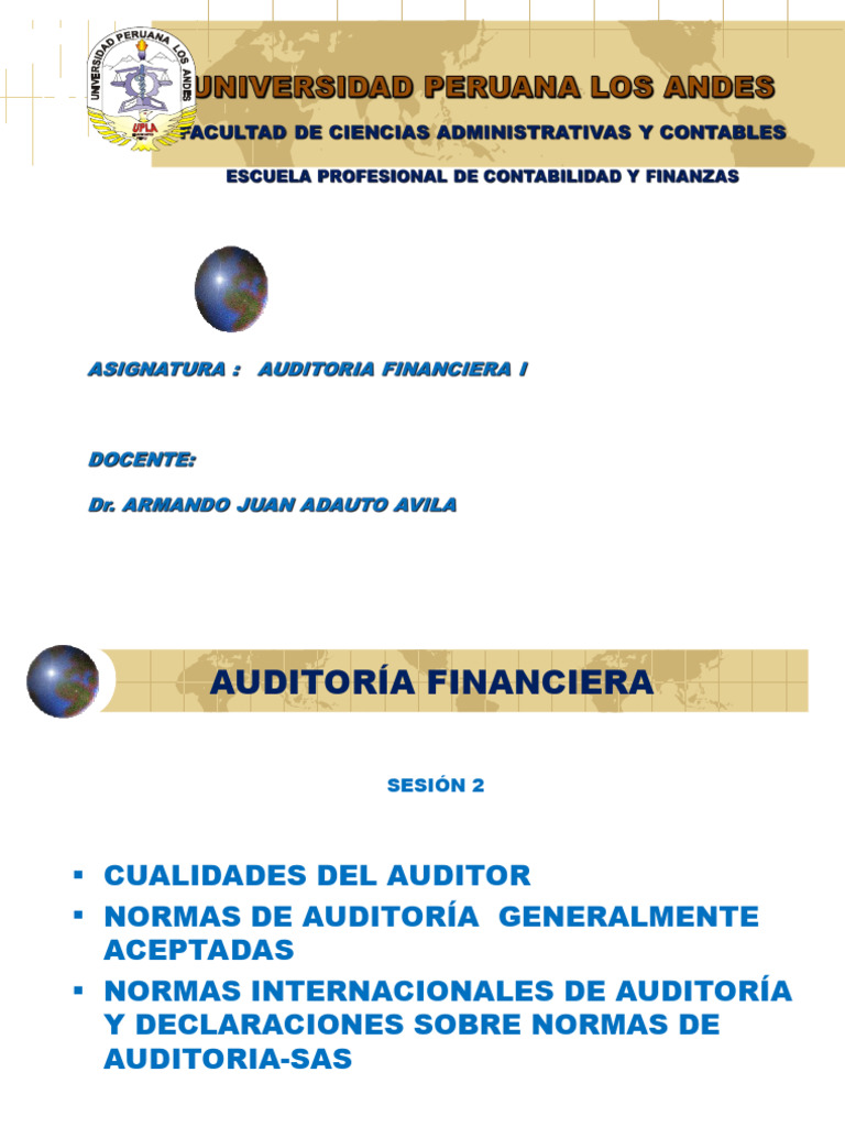 Auditoria Financiera - Sesion 2 | PDF | Auditoría | Contralor