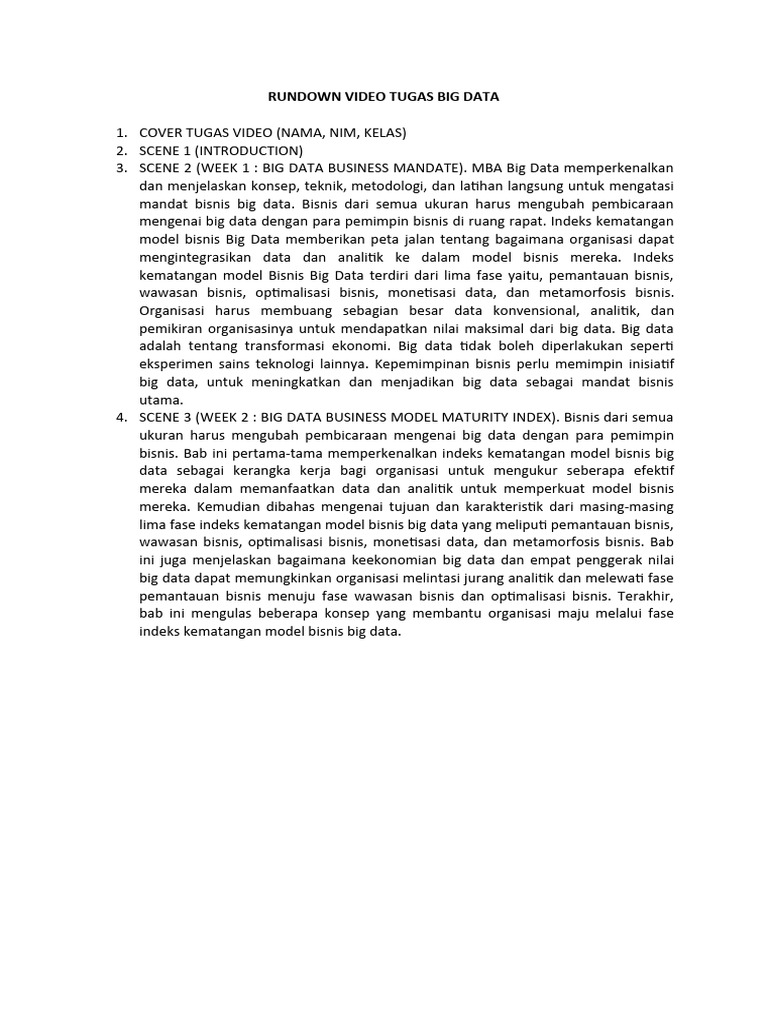 Rundown Video Tugas Big Data | PDF