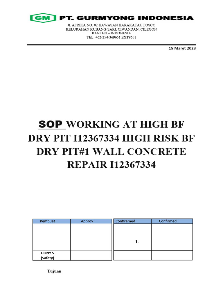 Revisi Sop Ketinggian 2023 New | PDF