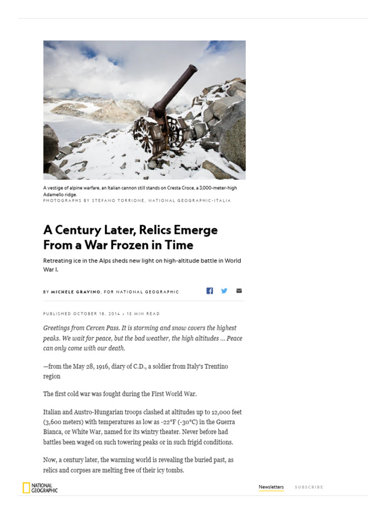A Century Later, Relics Emerge From A War Frozen in Time | PDF