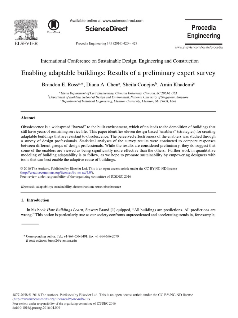 Enabling Adaptable Buildings. Results of A Preliminary Expert Survey ...