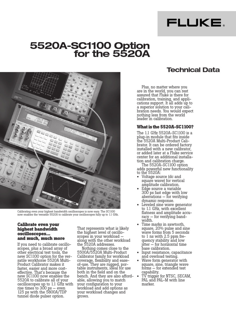 5520A-SC1100 Option For The 5520A: Technical Data | PDF | Calibration ...