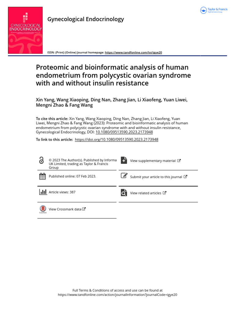 PCOS Endometrium Proteomics Study | PDF | Polycystic Ovary Syndrome ...