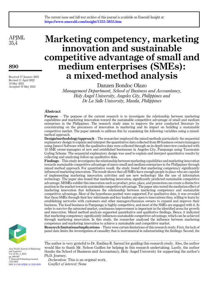 Marketing Competency, Marketing Innovation and Sustainable Competitive ... Marketing Competency, Marketing Innovation and Sustainable Competitive ...