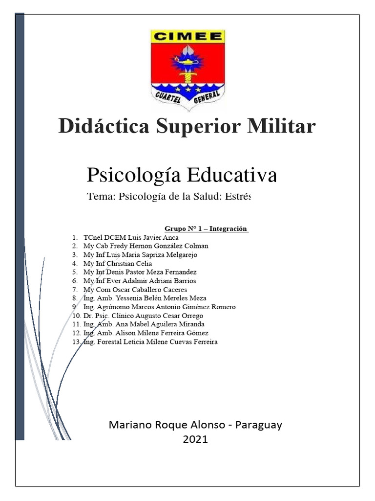 Estrés y Salud Mental en Docentes Militares | PDF | Estrés (biología ...