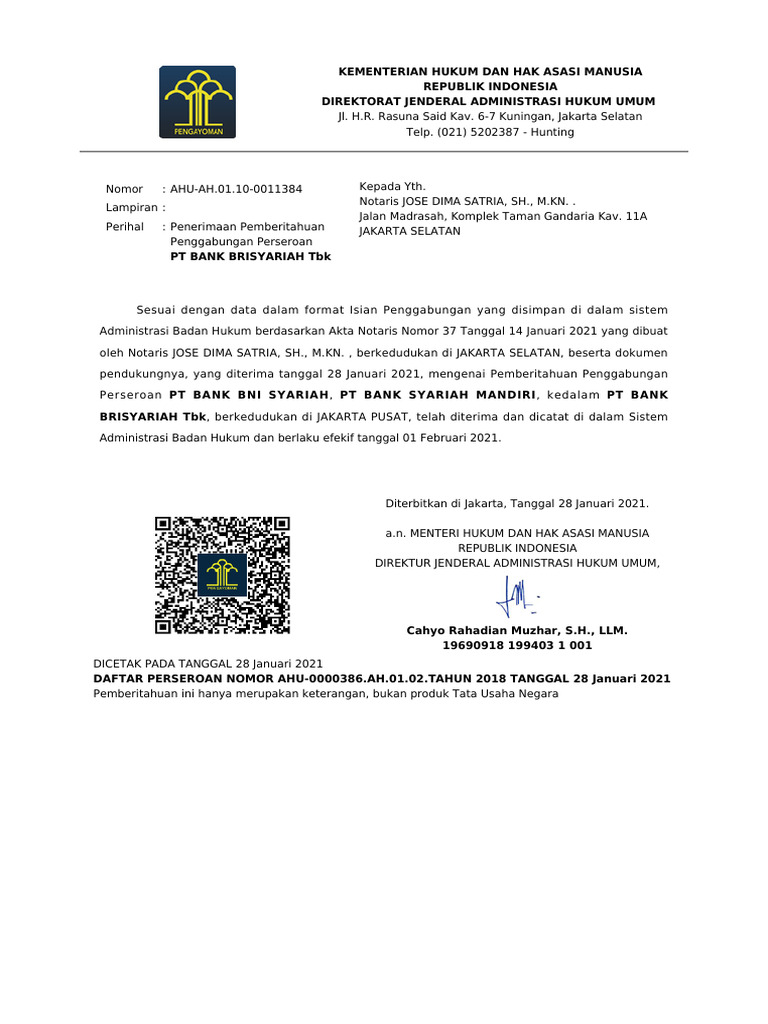 Pemberitahuan AHU Akta 37 | PDF