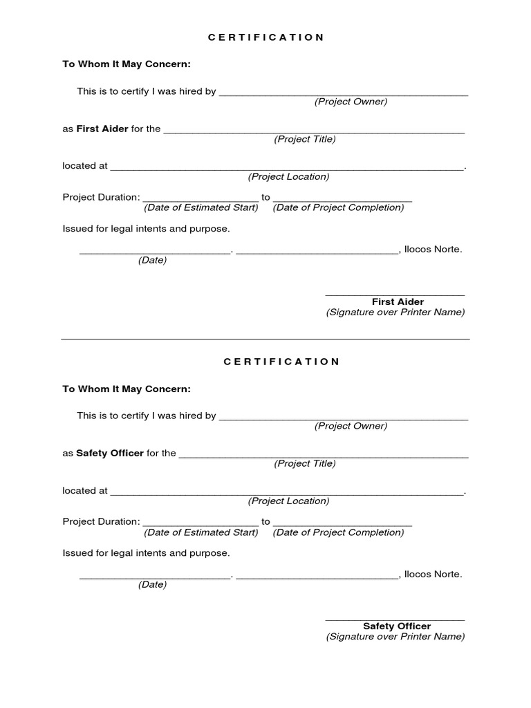 (Project Owner) : Certification | PDF