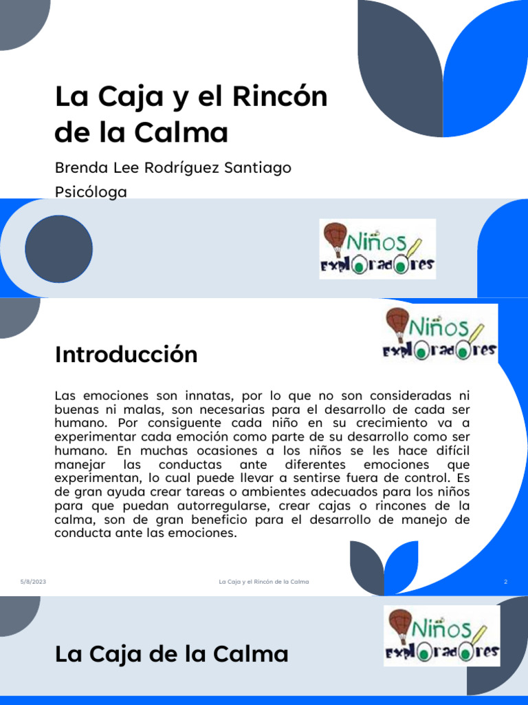 La Caja y Rincón de La Calma (Hand Out) | PDF | Las emociones | Aprendizaje