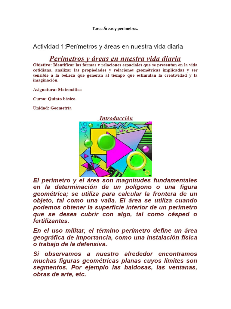 Intro Reas y Per Metros | PDF | Geometría