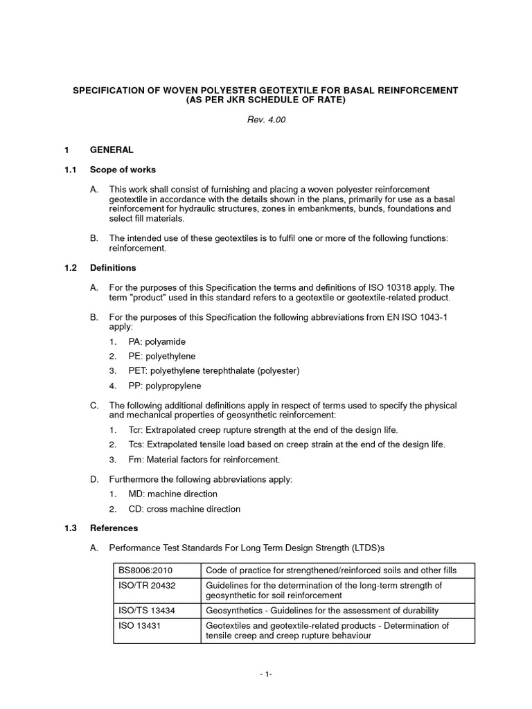 Woven Polyester Geotextile Specs | PDF | Seam (Sewing) | Sewing