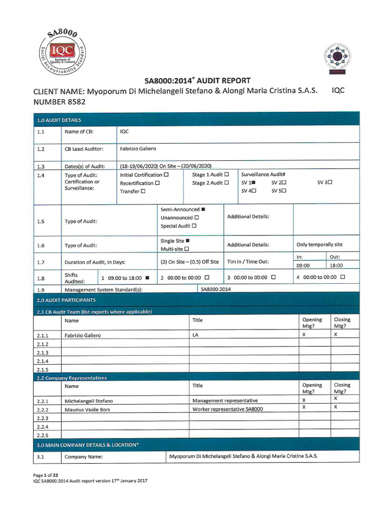SA8000-2014-audit Report | PDF