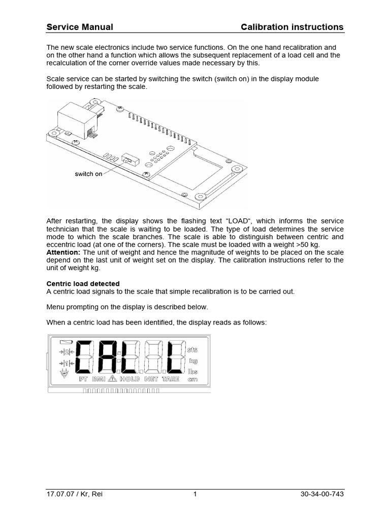 Manual Calibración Balanza SECA | PDF | Weight | Calibration
