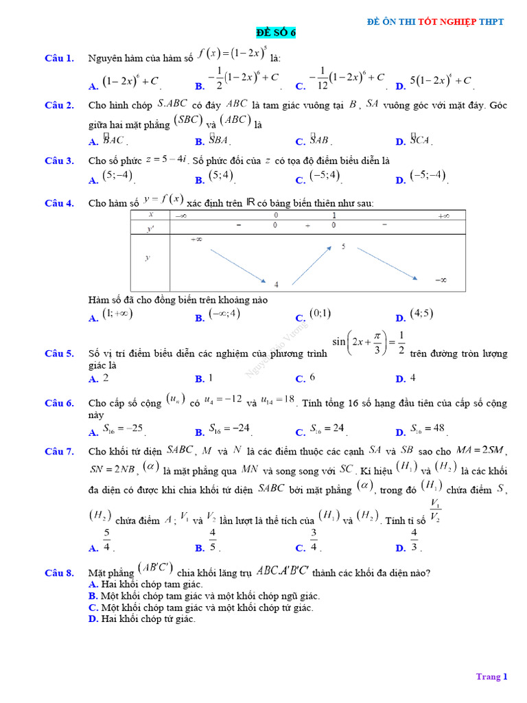 NBV ĐỀ SỐ 6 | PDF