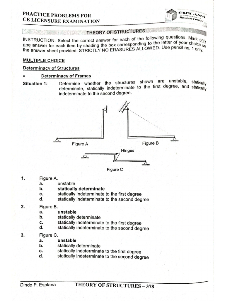 Theory of Structures (Esplana Practice Problems) | PDF