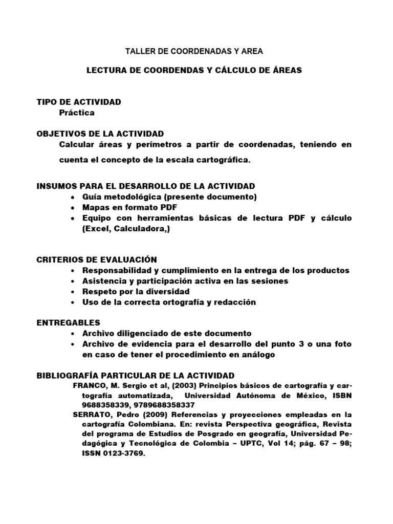 Taller de Calculo de Area y Coordenadas | PDF
