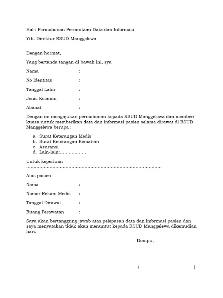 Form Permintaan Data | PDF