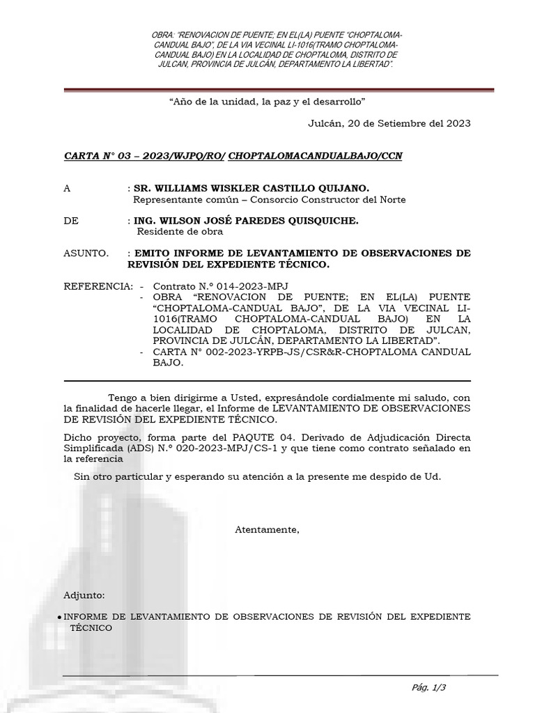 Informe de Revision de Expediente Tecnico | Descargar gratis PDF ...