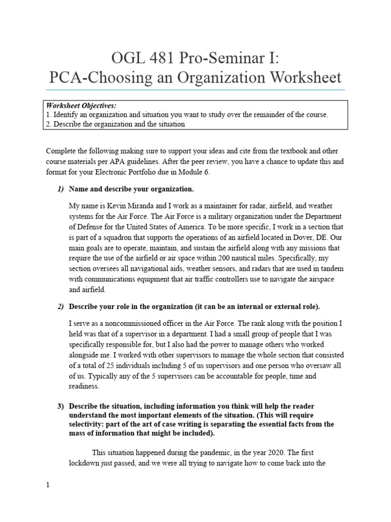 Choosing An Org Worksheet | PDF