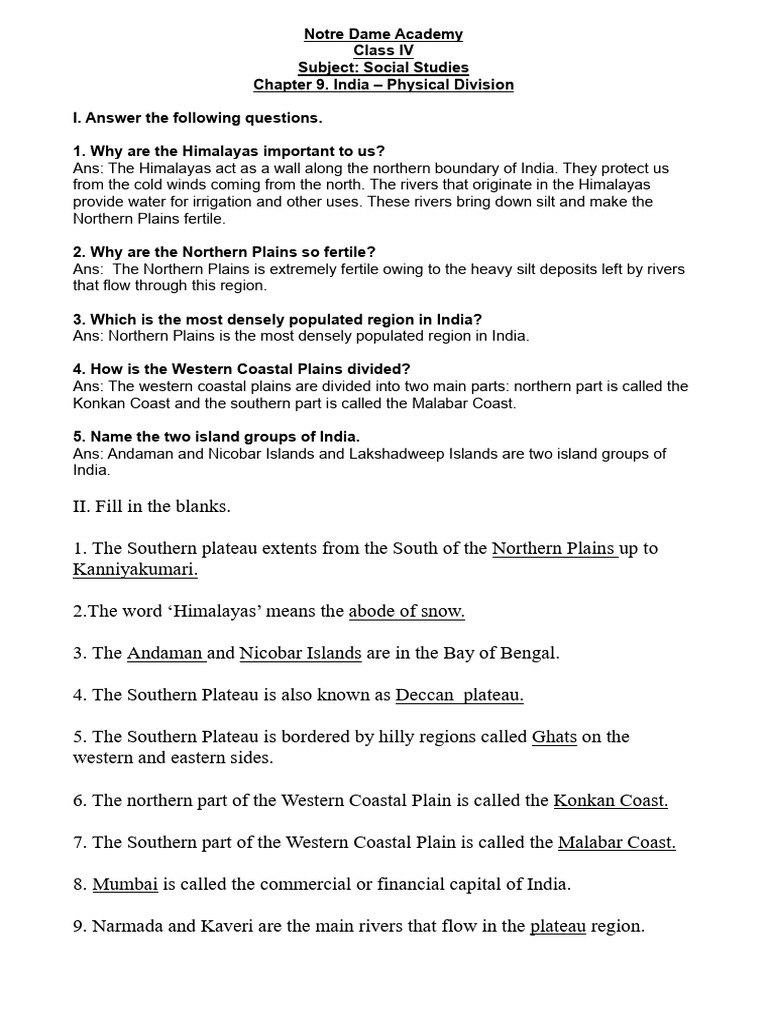 India Physical Divisions Notes | PDF