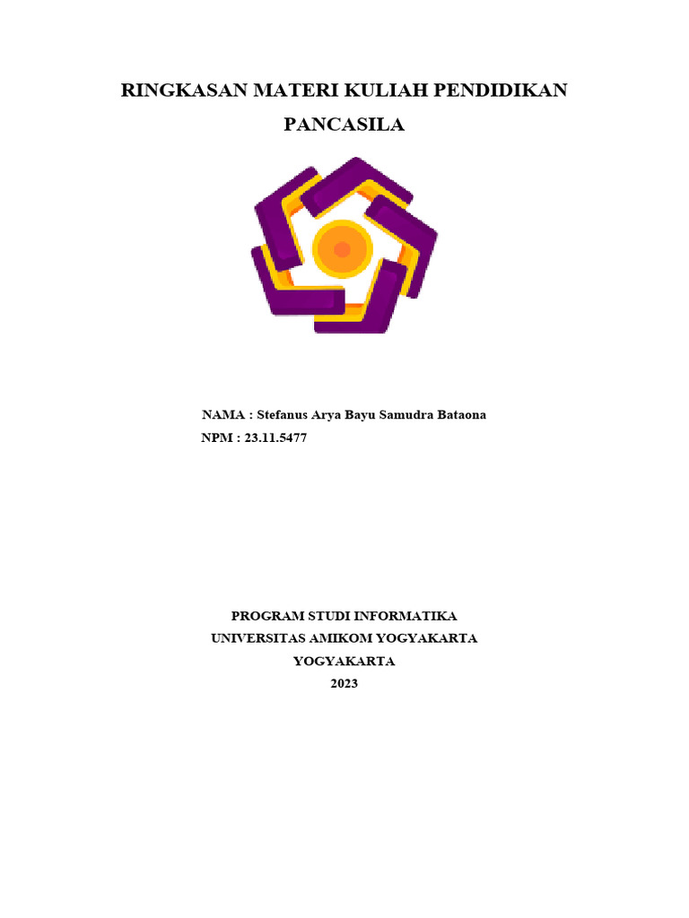 UTS - PANCASILA - Stefanus Arya Bayu Samudra Bataona - 23.11.5477 | PDF