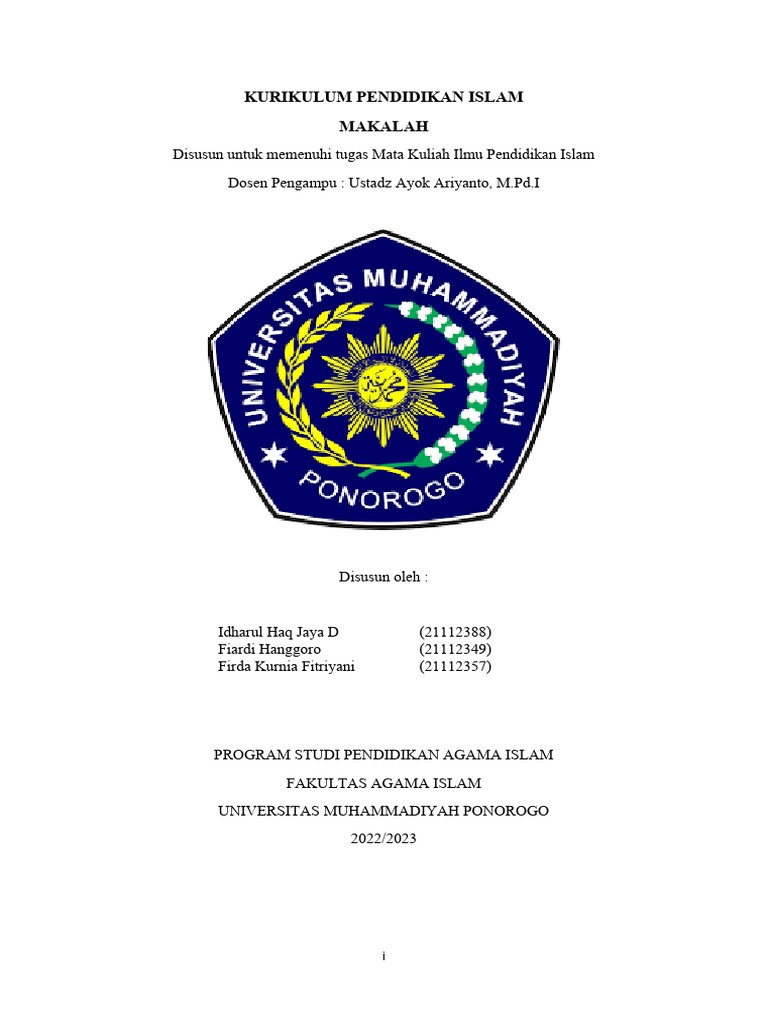 Makalah Kurikulum Pendidikan Islam | PDF